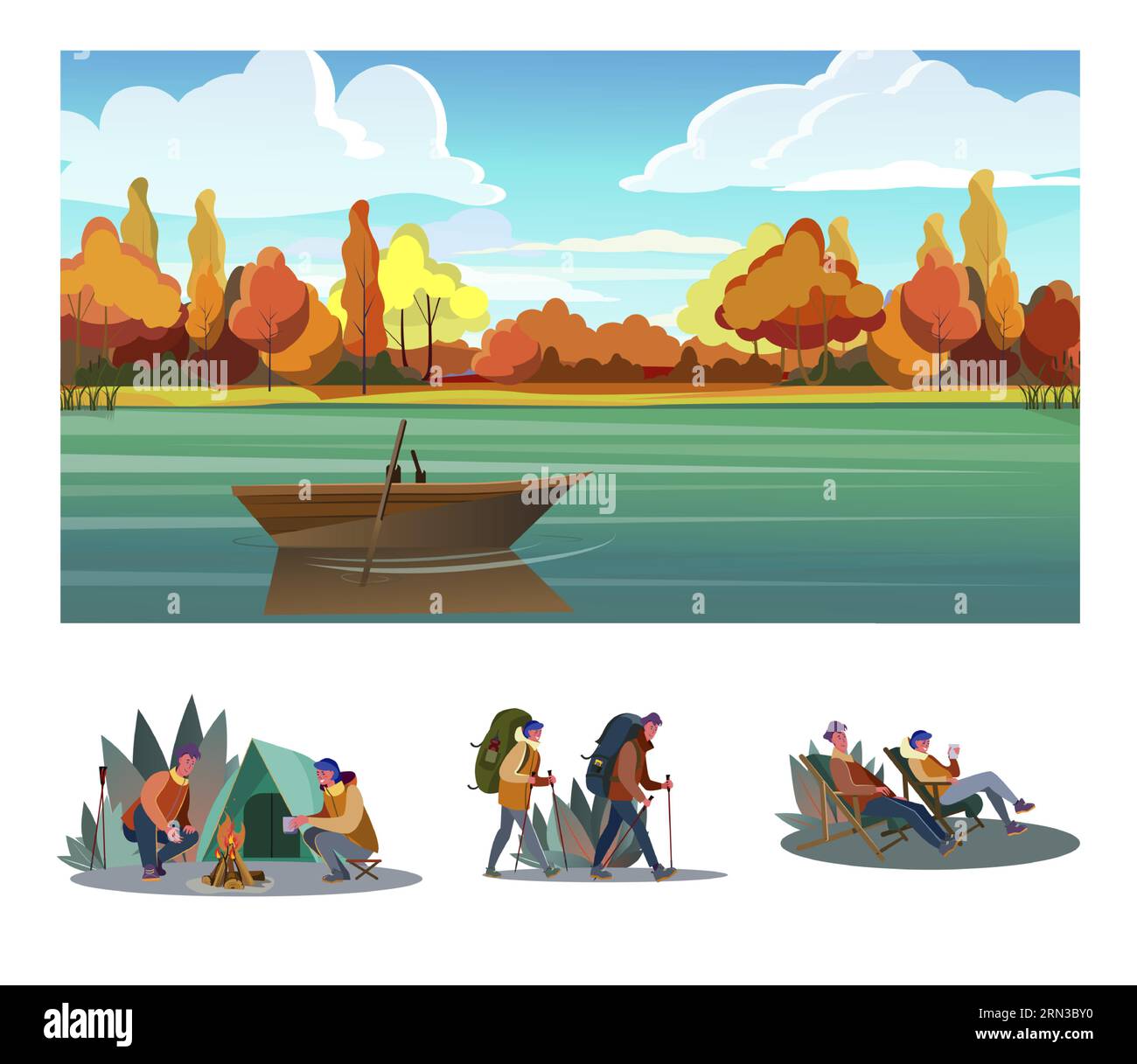 Outdoor tourism flat vector illustration set Stock Vector Image & Art ...