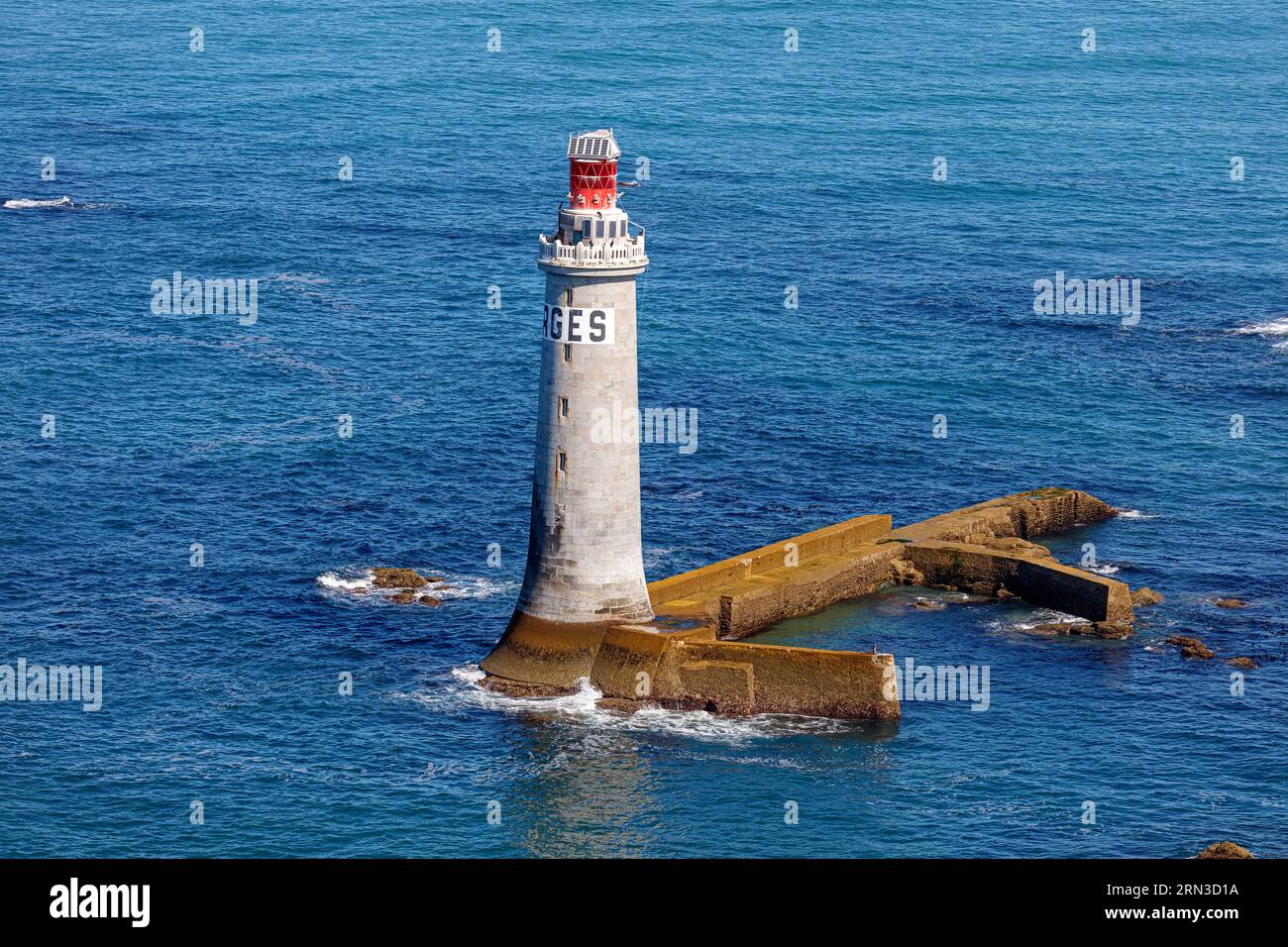 France, Vendee, Les Sables d'Olonne, the Barges lighthouse (aerial view ...