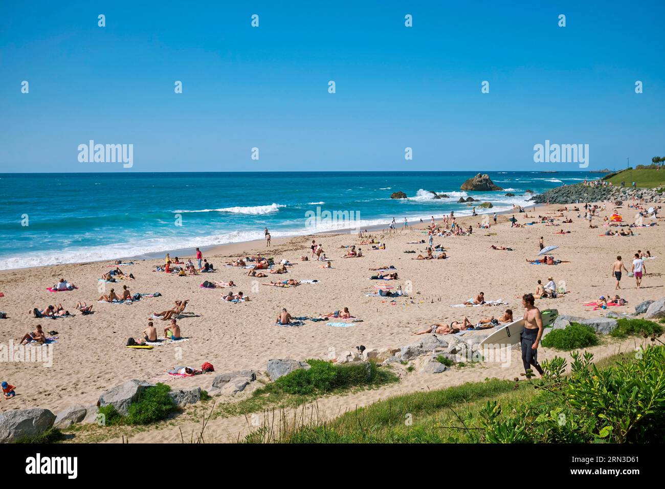 France, Pyrenees Atlantiques, Bidart, the Ilbarritz beach Stock Photo ...