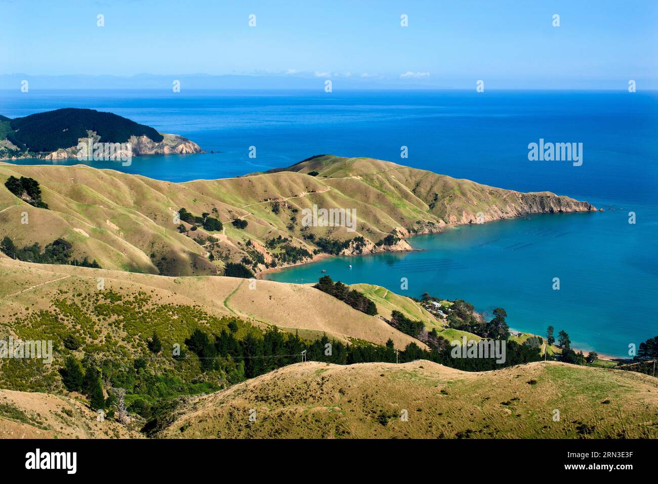 New Zealand, South Island, Marlborough Sounds, French Pass, Waikawa Bay ...