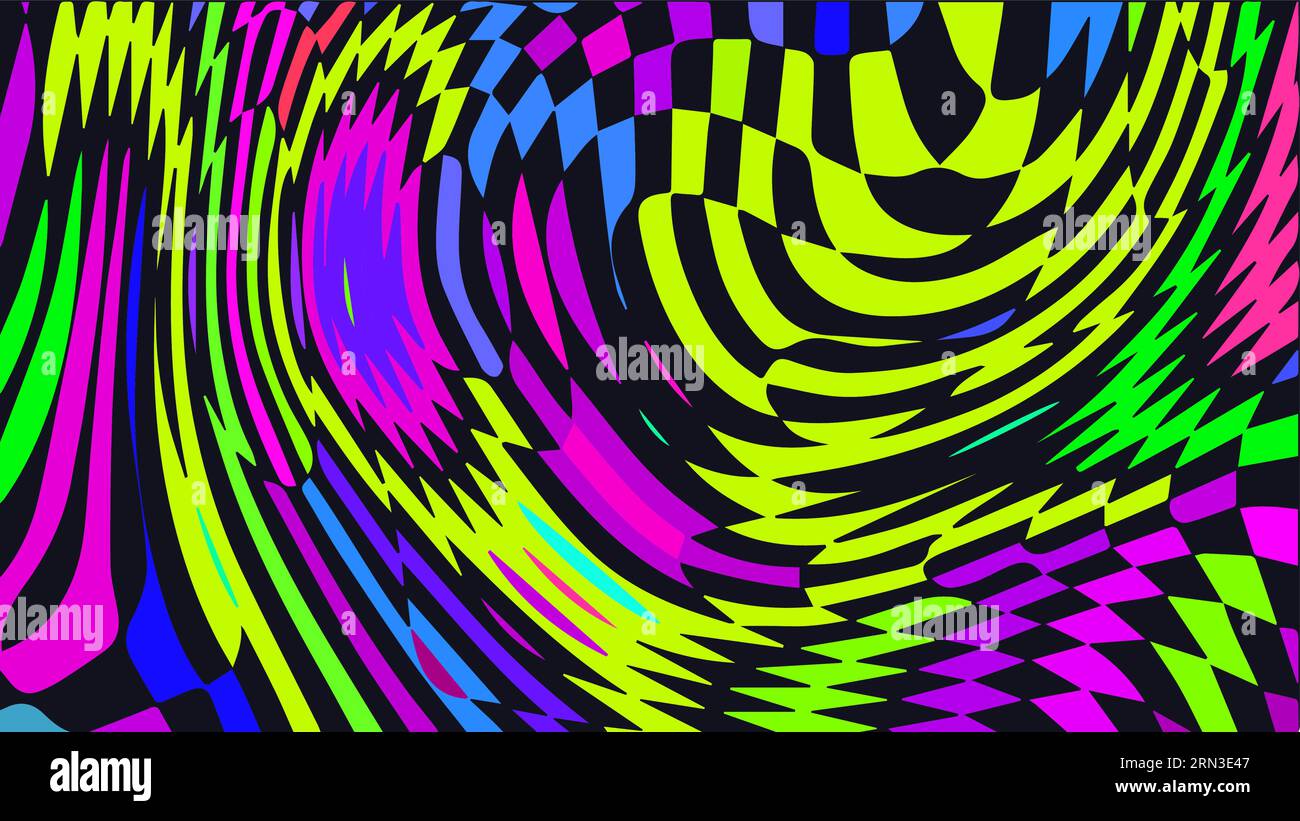 Distorted twisted checkered background. Trippy strip psychedelic ...
