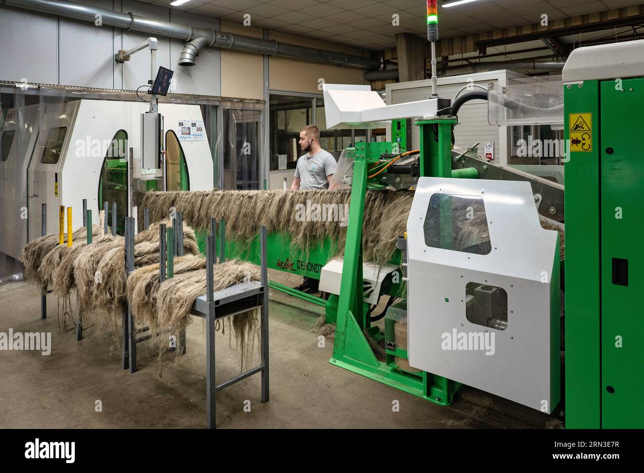France, Seine Maritime, Saint Pierre le Viger, Flax and artistic fiber ...