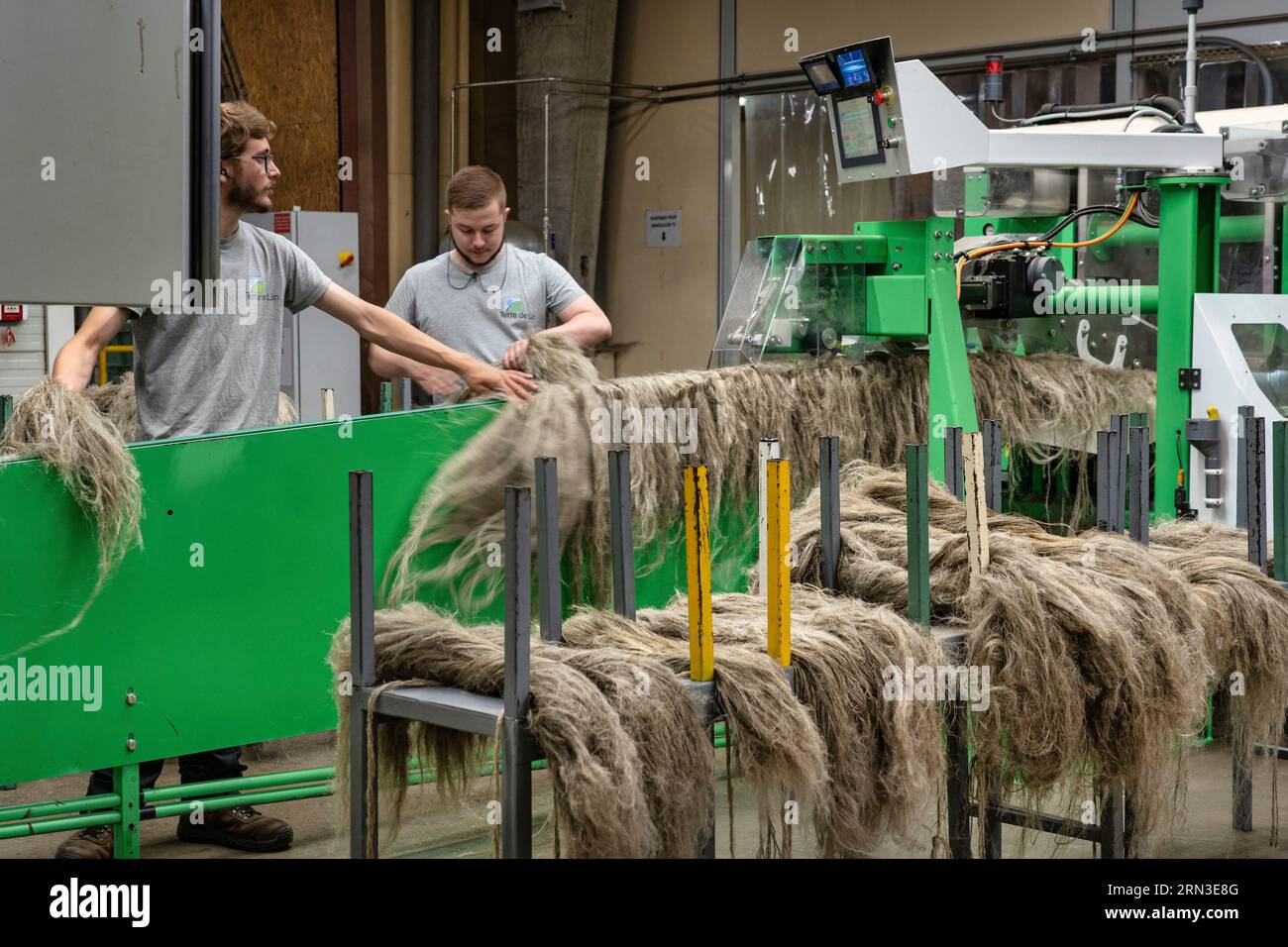 France, Seine Maritime, Saint Pierre le Viger, Flax and artistic fiber ...