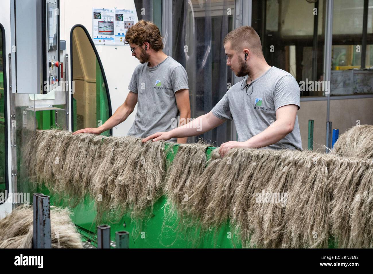 France, Seine Maritime, Saint Pierre le Viger, Flax and artistic fiber ...