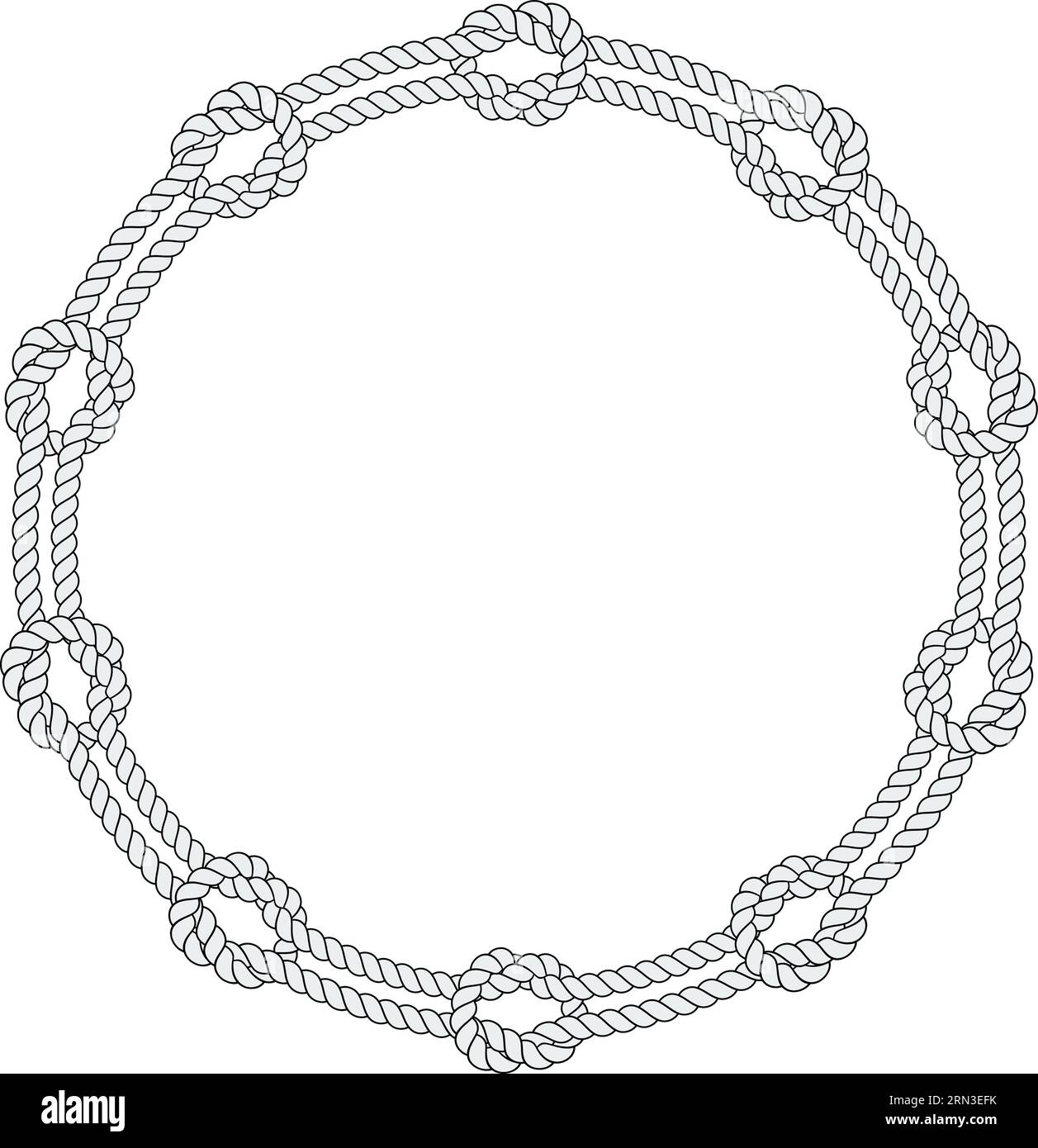 Round rope frame isolated on white background. Twisted cord Stock ...