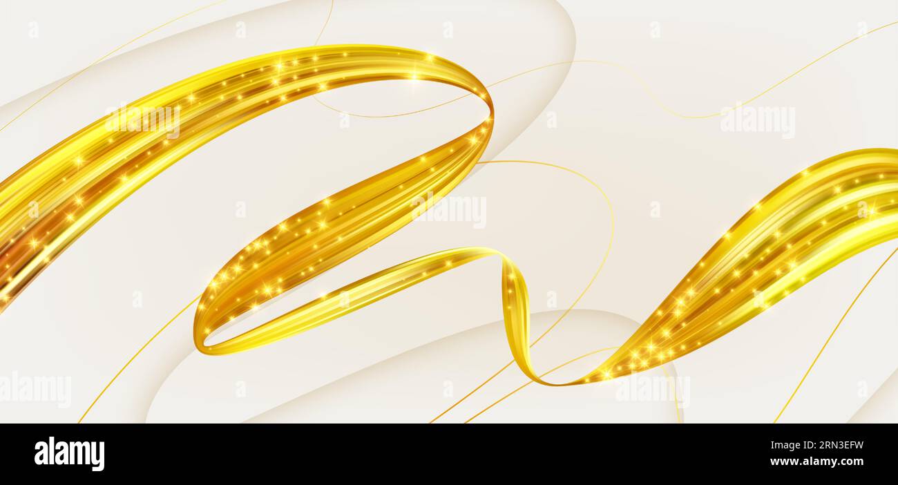 Luxury golden line wave with glitter dust. Smooth gold waves Stock ...