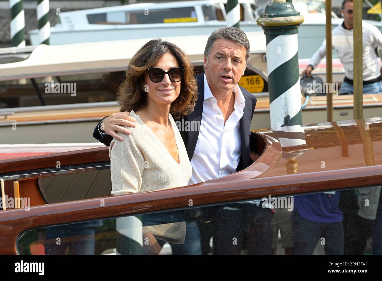 Agnese Landini (L) and Matteo Renzi (R) leave the Hotel Excelsior in ...