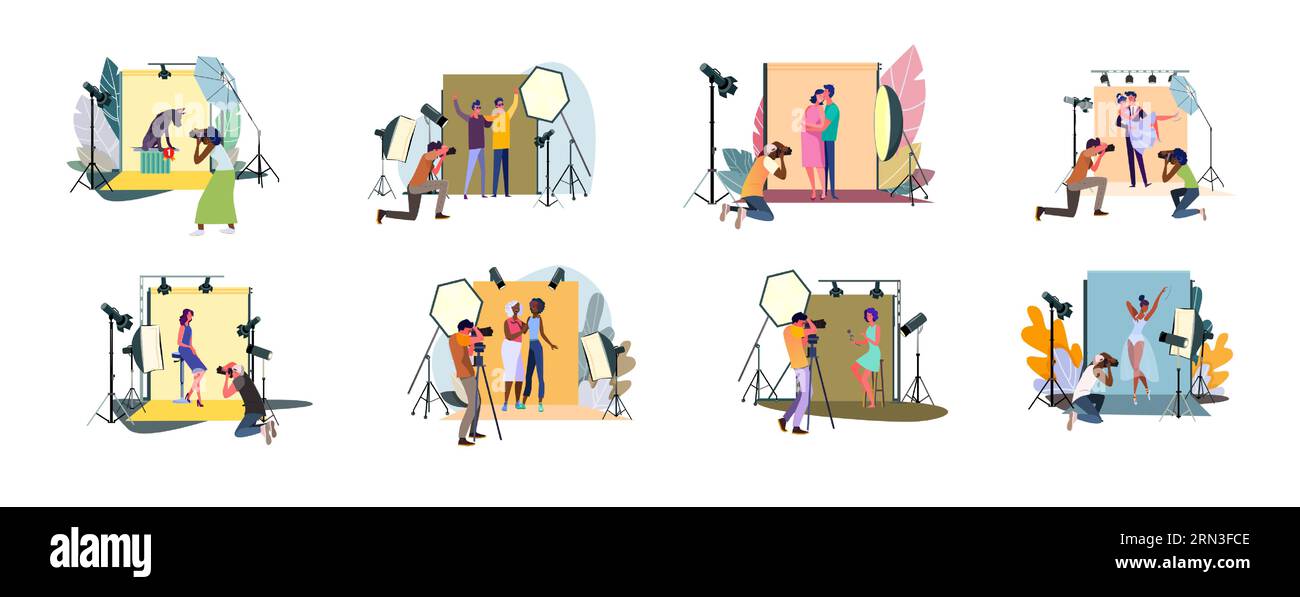 Set of photographers taking photos and shooting people in studio Stock Vector Image & Art - Alamy