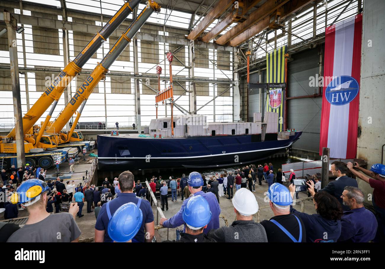 Lauenburg, Germany. 31st Aug, 2023. The shell of the research vessel ...
