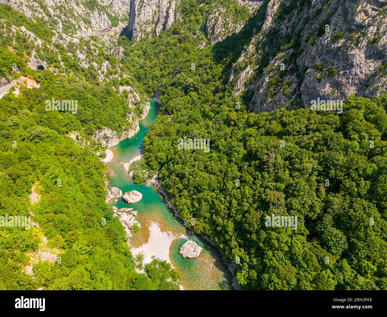 Montenegro, Northern Mountains, Moraca Canyon (aerial view Stock Photo ...