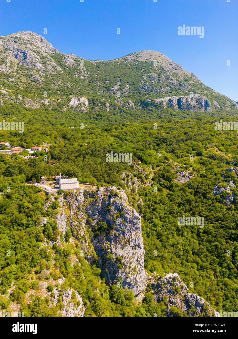 Montenegro, Orjen massif, Zibleji, village and Saint Nicholas (Sveti ...