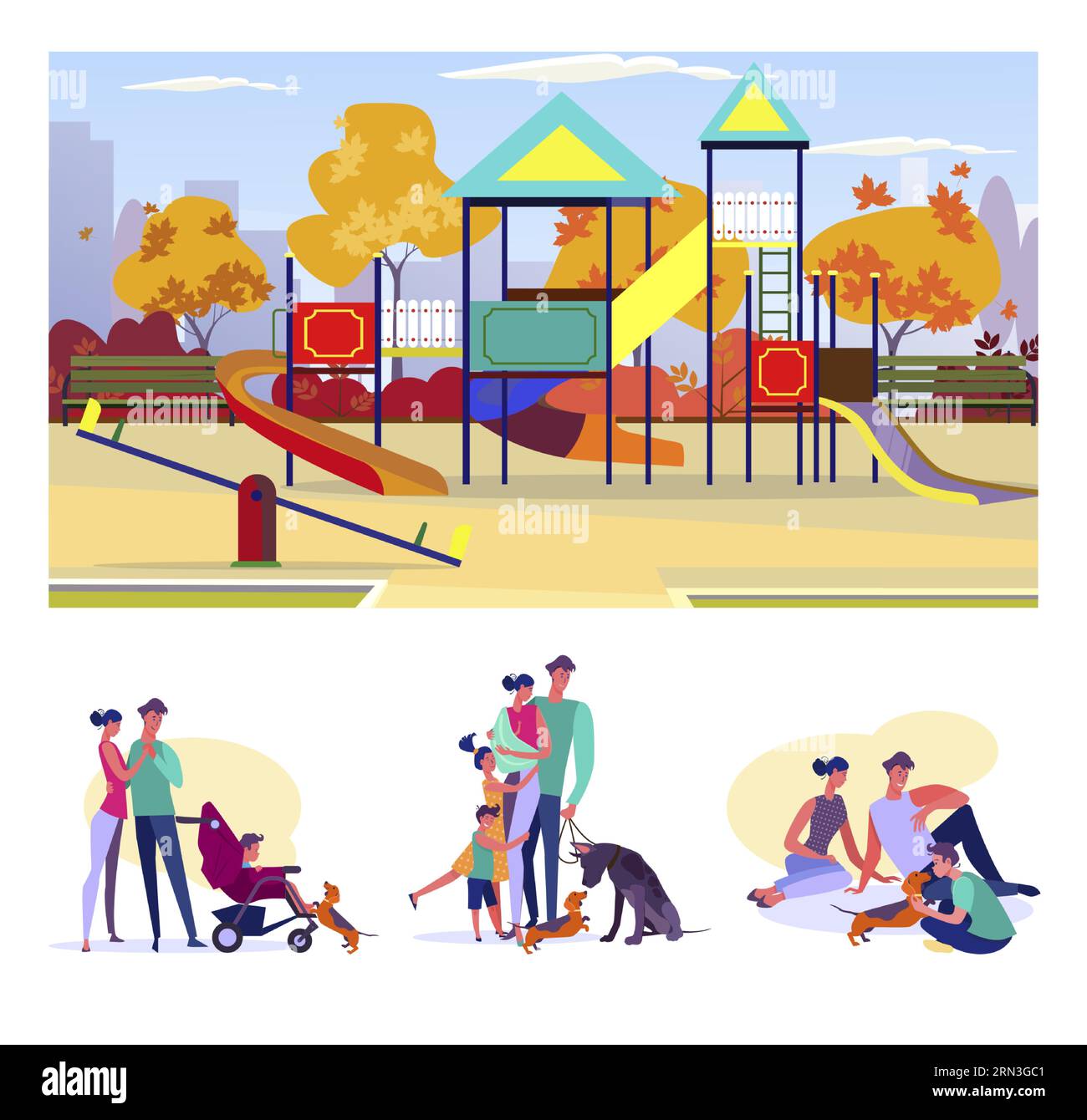 Playground flat vector illustration set Stock Vector Image & Art - Alamy