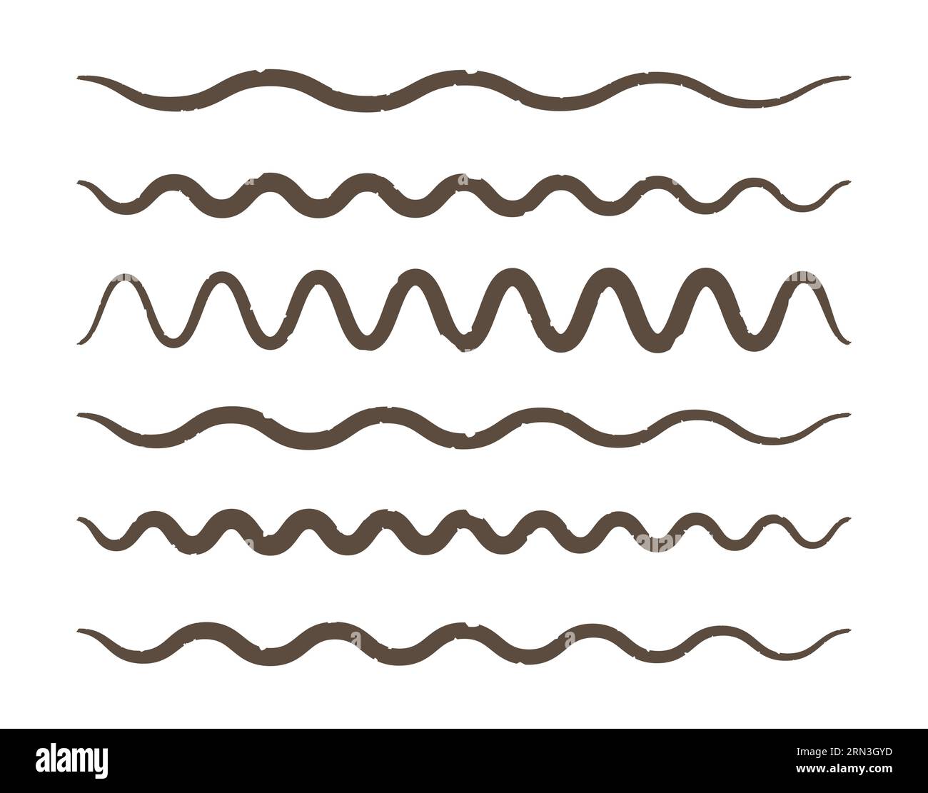 Doodle Ink brushes wavy line set. Textures outline icons Stock Vector ...