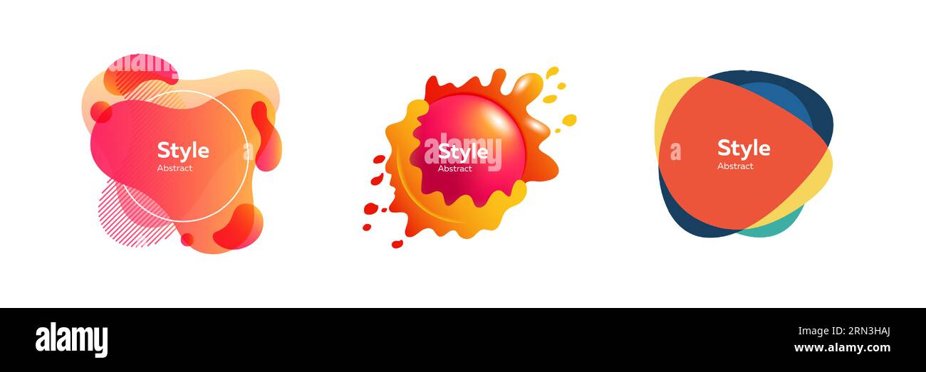 Set of abstract colorful liquid shaped modern graphic figures Stock ...