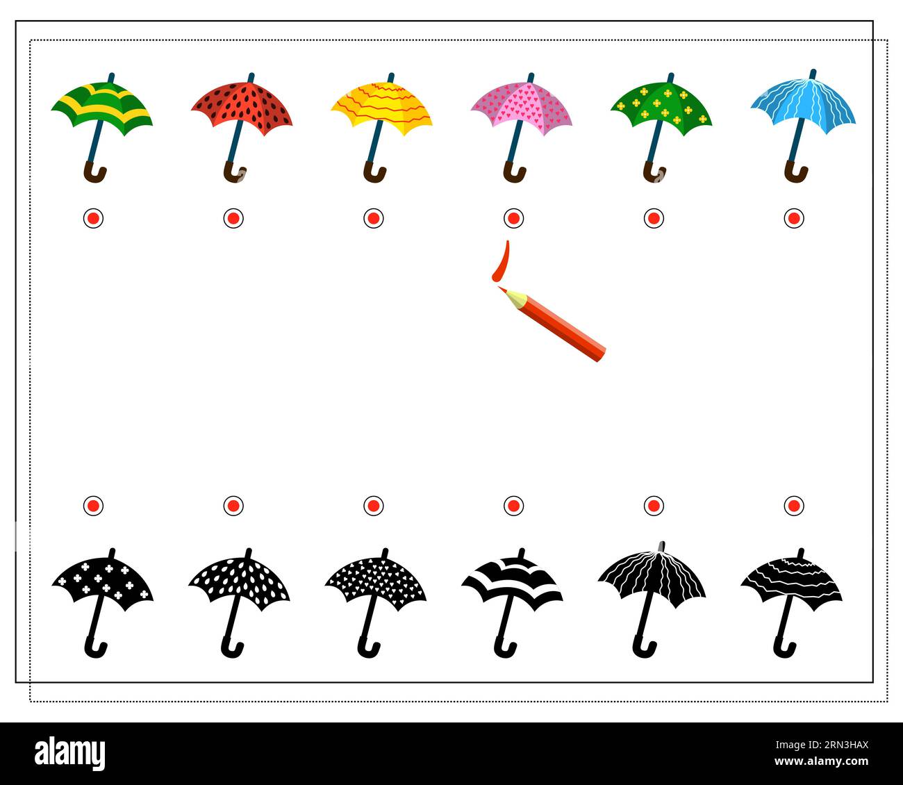 A logical game for children, find the right shade for umbrellas with ...