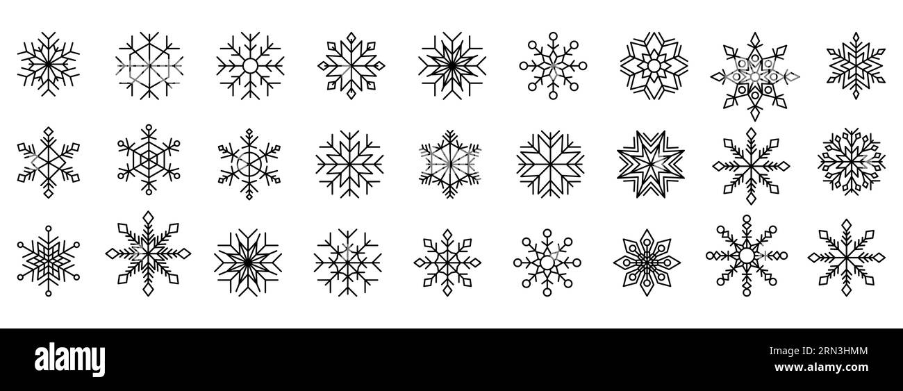 Winter snowflake silhouette collection for Christmas design Stock ...