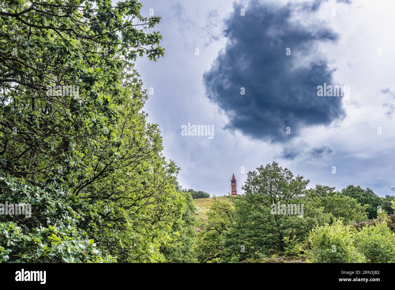 Himmelbjerget tower, one of the highgest places in Denmark Stock Photo ...