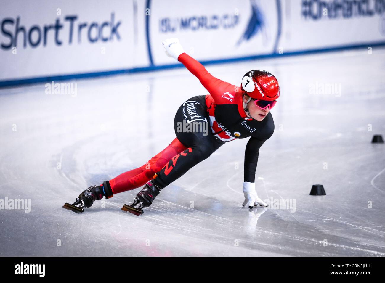 Dresden, Germany, February 01, 2019: female speed skater Kim Boutin ...