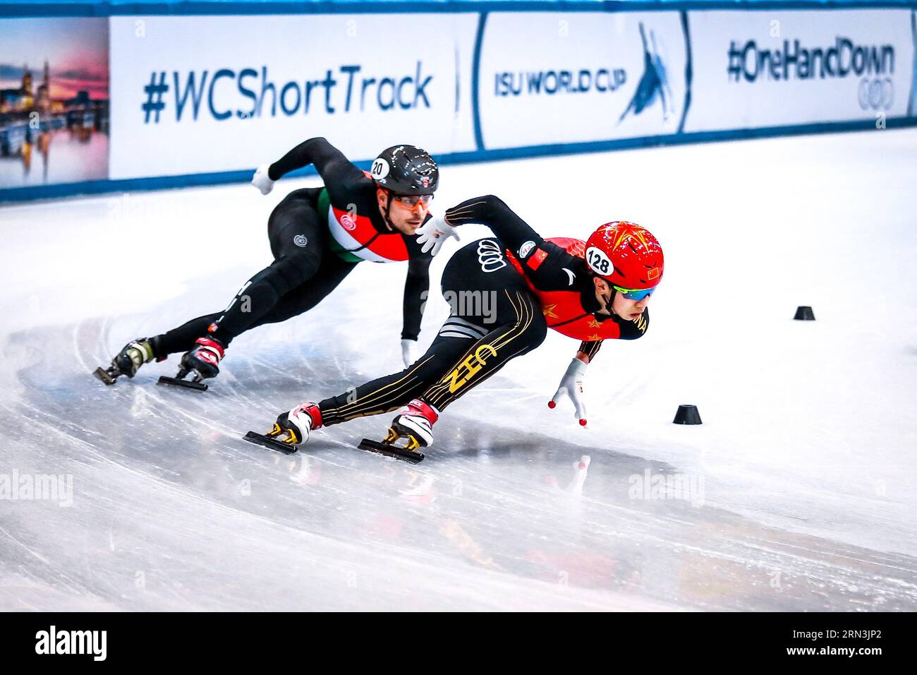 Dresden, Germany, February 02, 2019: Chinese speed skater Yu Songnan ...
