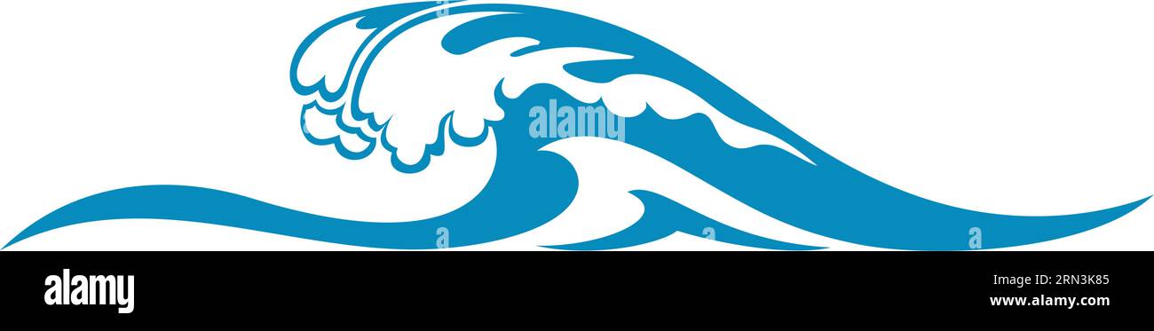 Lonely sea wave with a cap of foam. Vector on transparent background ...