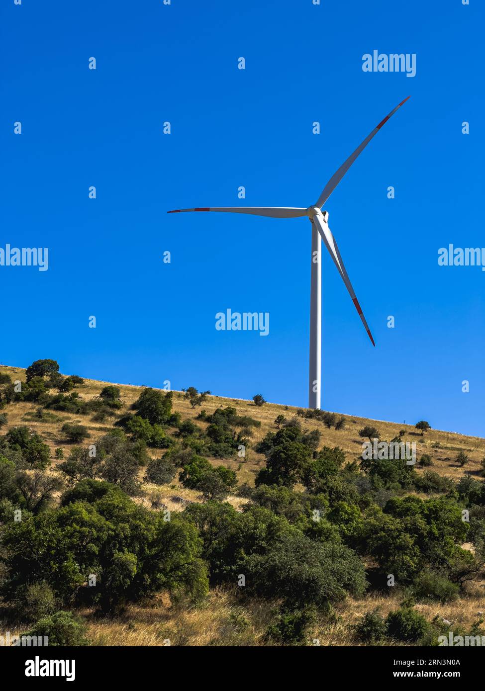 Wind Turbine , with blue sky background, Aerial view of wind turbines ...