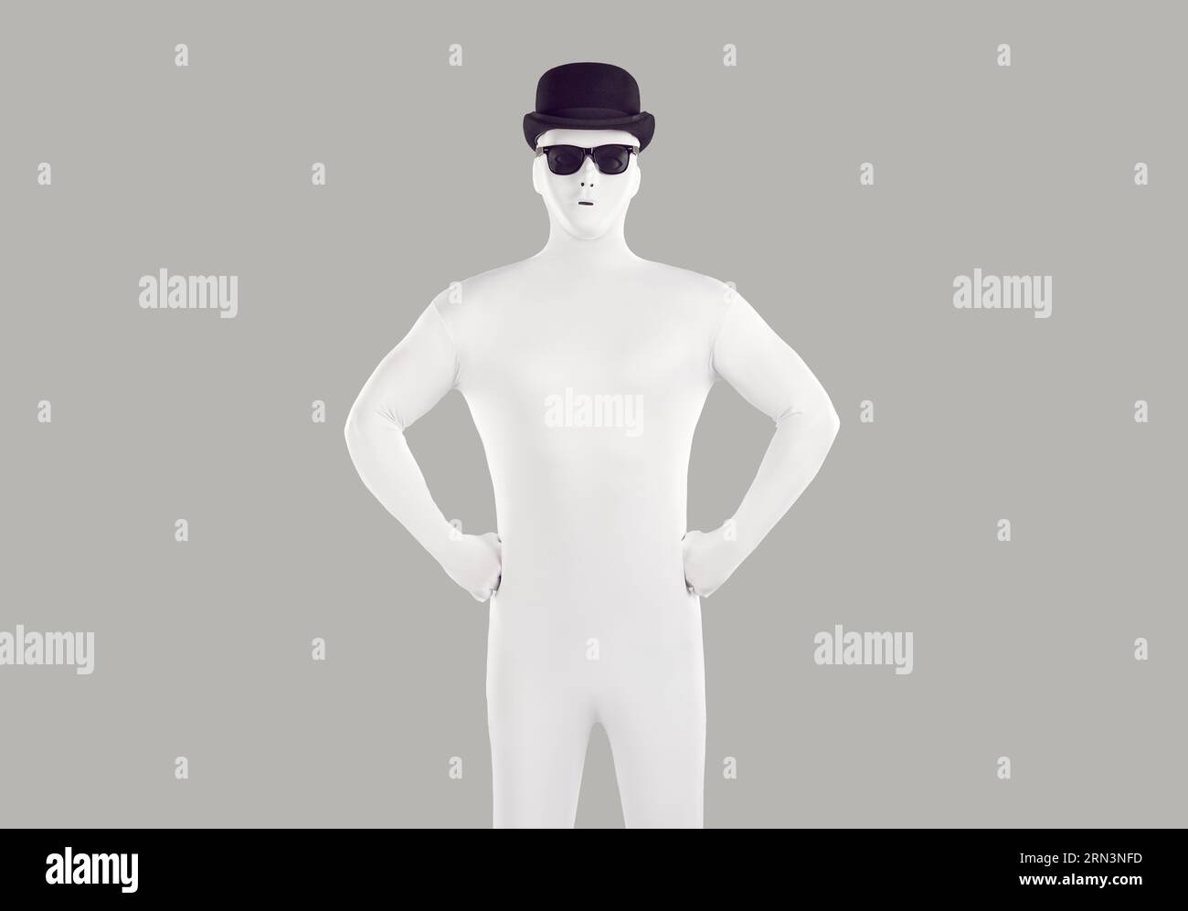 Portrait of faceless unrecognizable person wearing black hat and ...