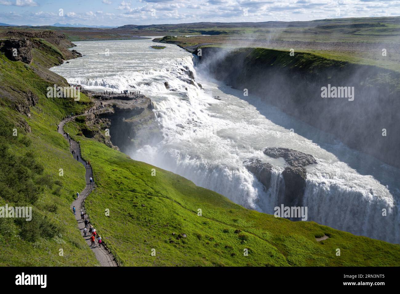 Gullfoss Waterfall - with paths leading to various overlooks, in ...