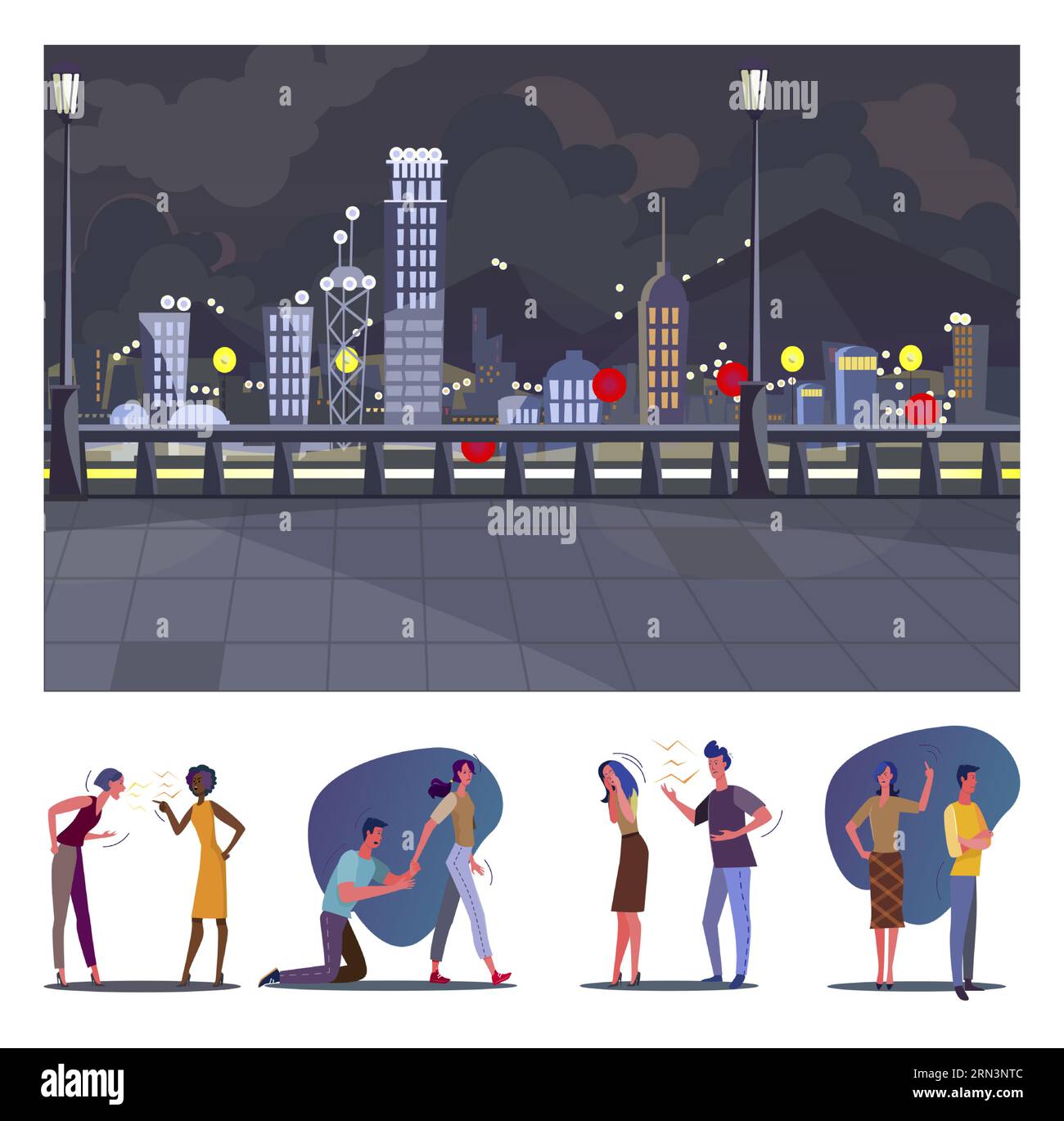 Quarrel flat vector illustration set Stock Vector Image & Art - Alamy