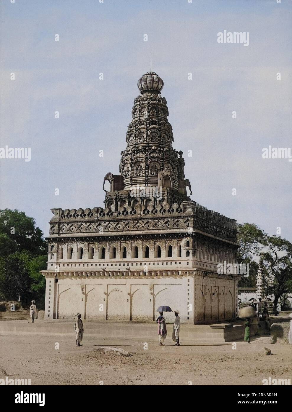 View of the Sharana Basaveshwara Temple, a Hindu shrine with a tiered ...