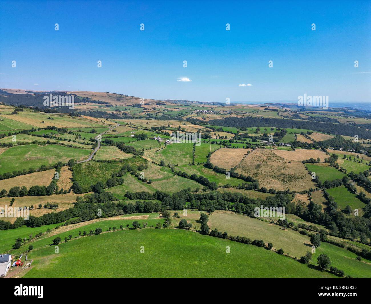 Aerial view of Landscape of the Aubrac plateau, Aveyron, France Stock ...