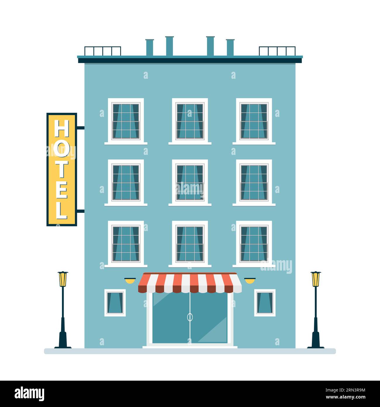 Cartoon Hotel building. Hostel or apartment isolated on white ... Cartoon Hotel building. Hostel or apartment isolated on white ...