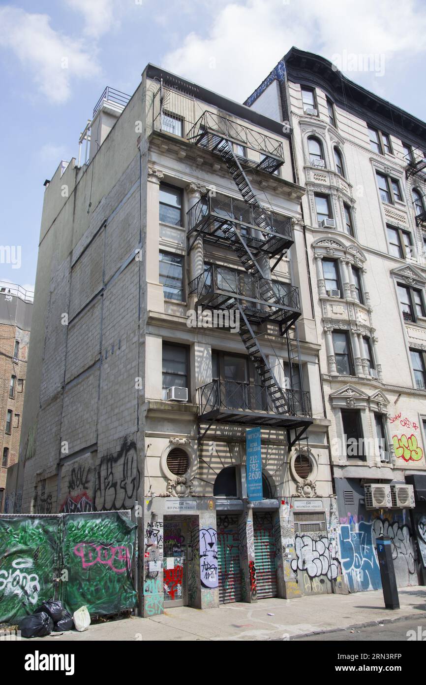Lots of graffiti along Rivington Street on the Lower East Side in ...