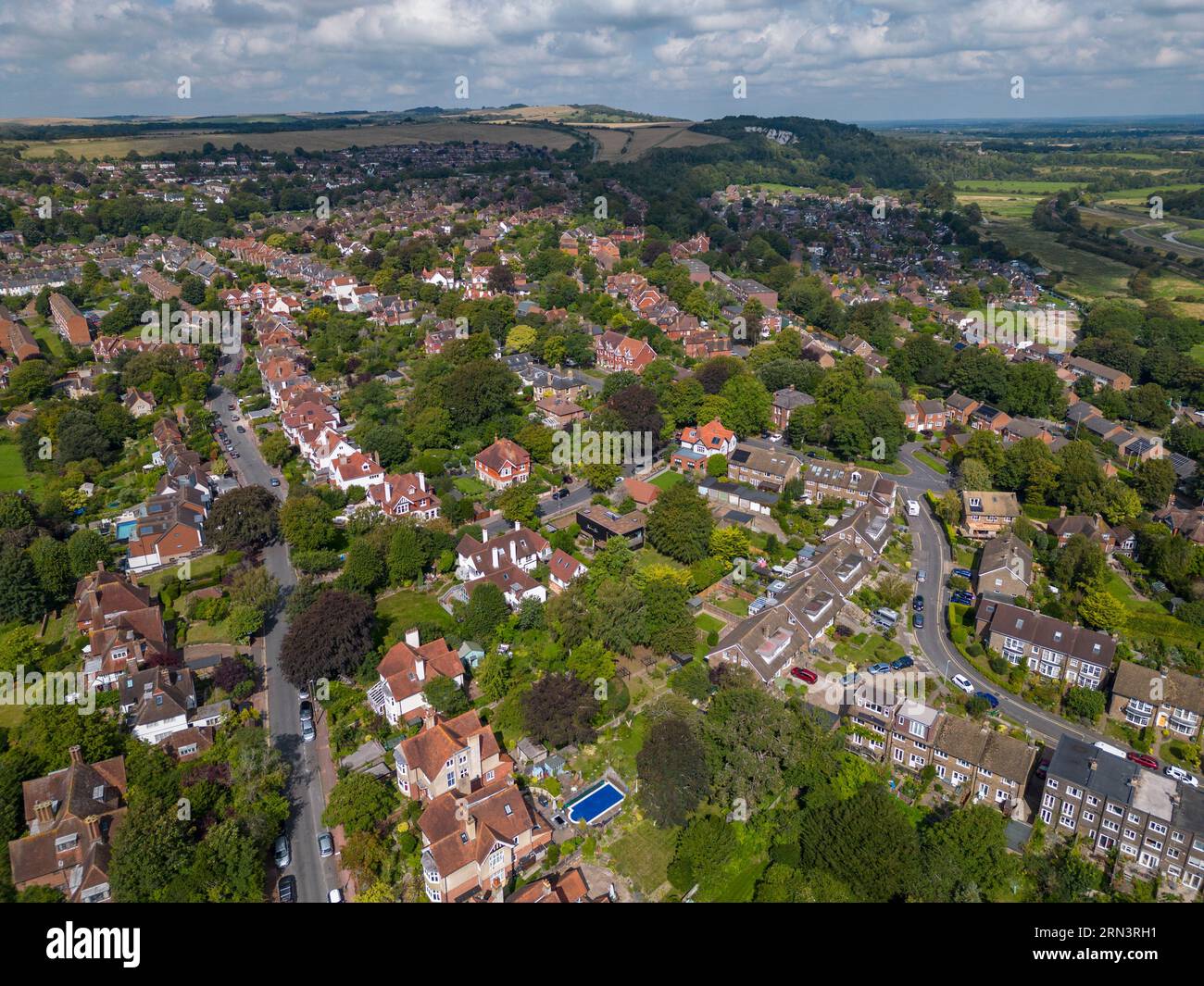 Aerial view of residential part of Lewes, East Sussex, UK Stock Photo ...