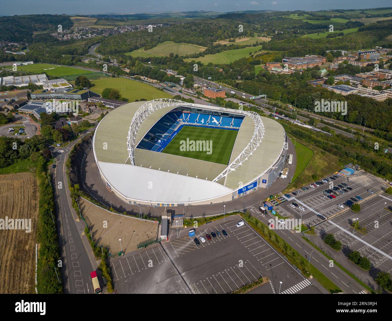 Aerial view of the American Express Community Stadium, home of Brighton ...