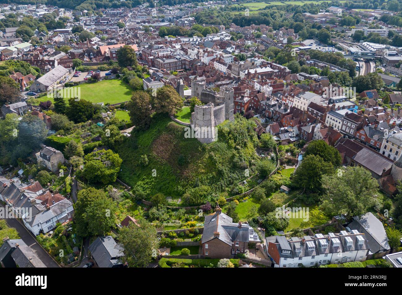 Aerial view of Lewes Castle & Museum, Lewes, East Sussex, UK Stock ...