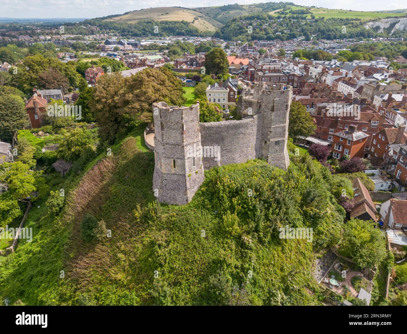 Aerial view of Lewes Castle & Museum, Lewes, East Sussex, UK Stock ...