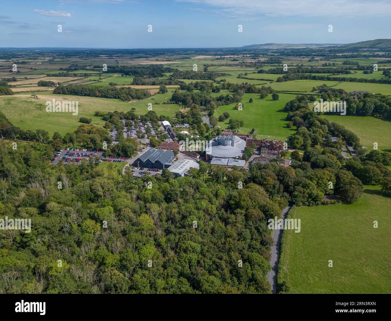 Aerial view of Glyndebourne Opera House, Glyndebourne, East Sussex, UK ...