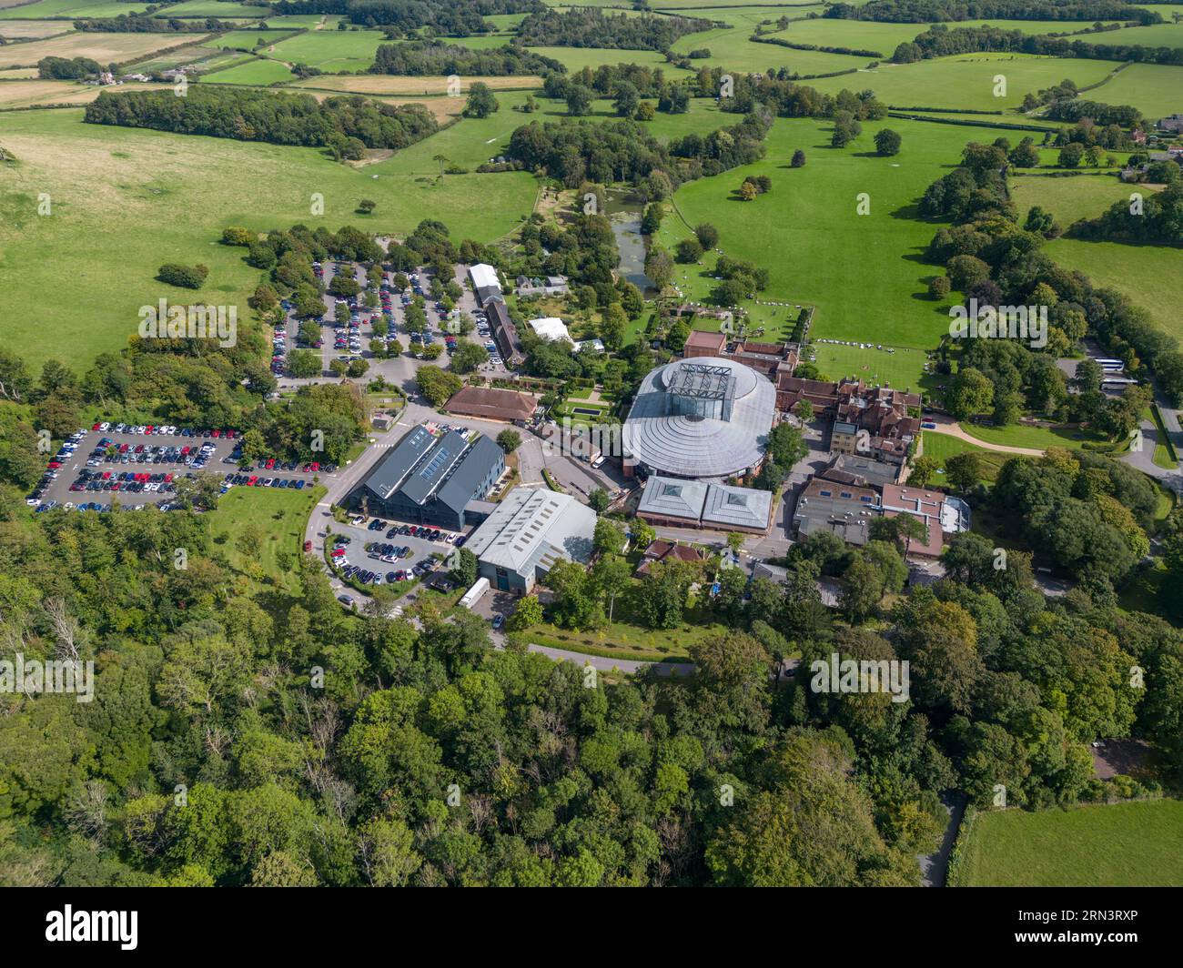 Aerial view of Glyndebourne Opera House, Glyndebourne, East Sussex, UK ...