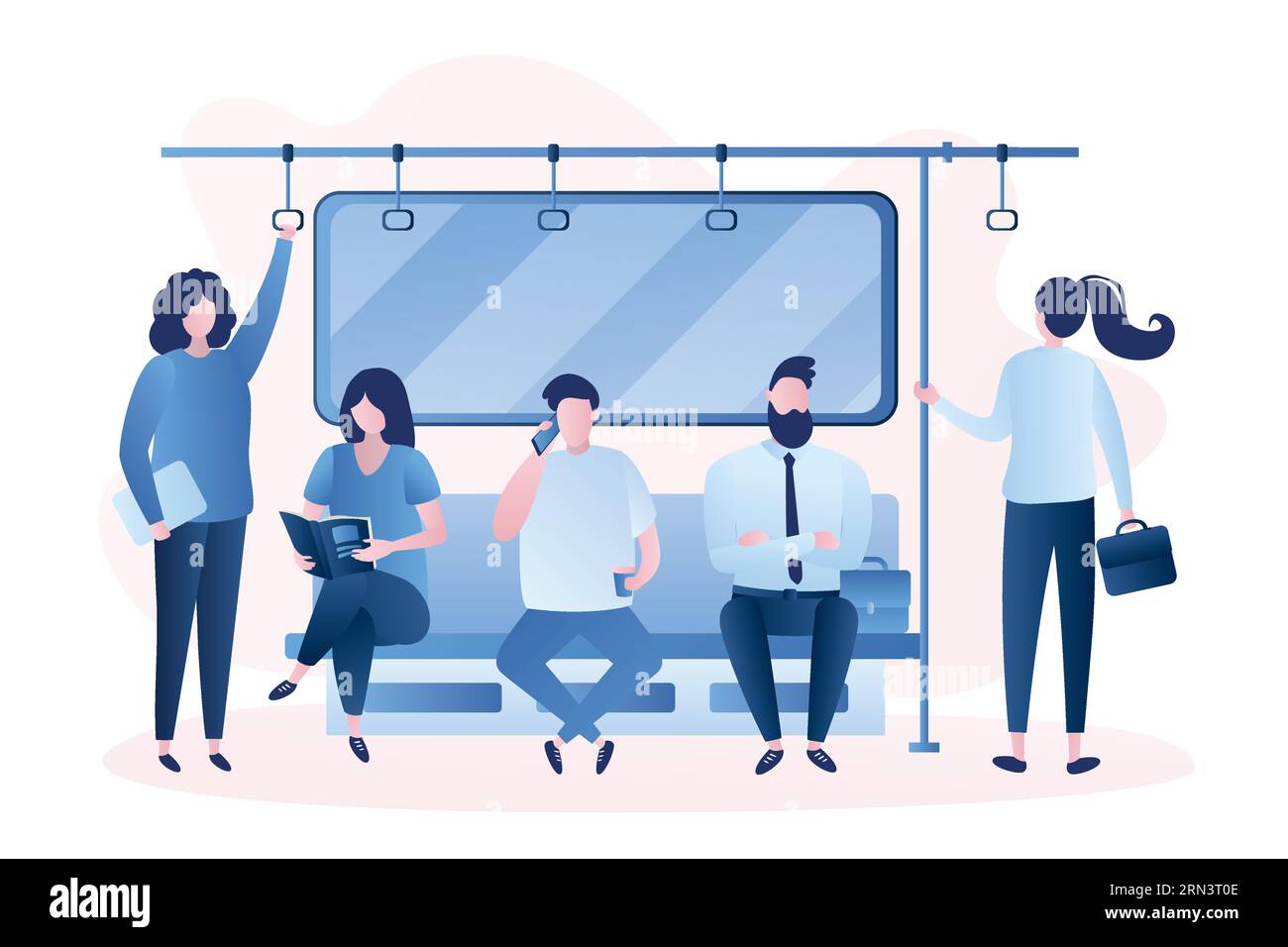 People in the subway. Male and female characters in vatious poses ...