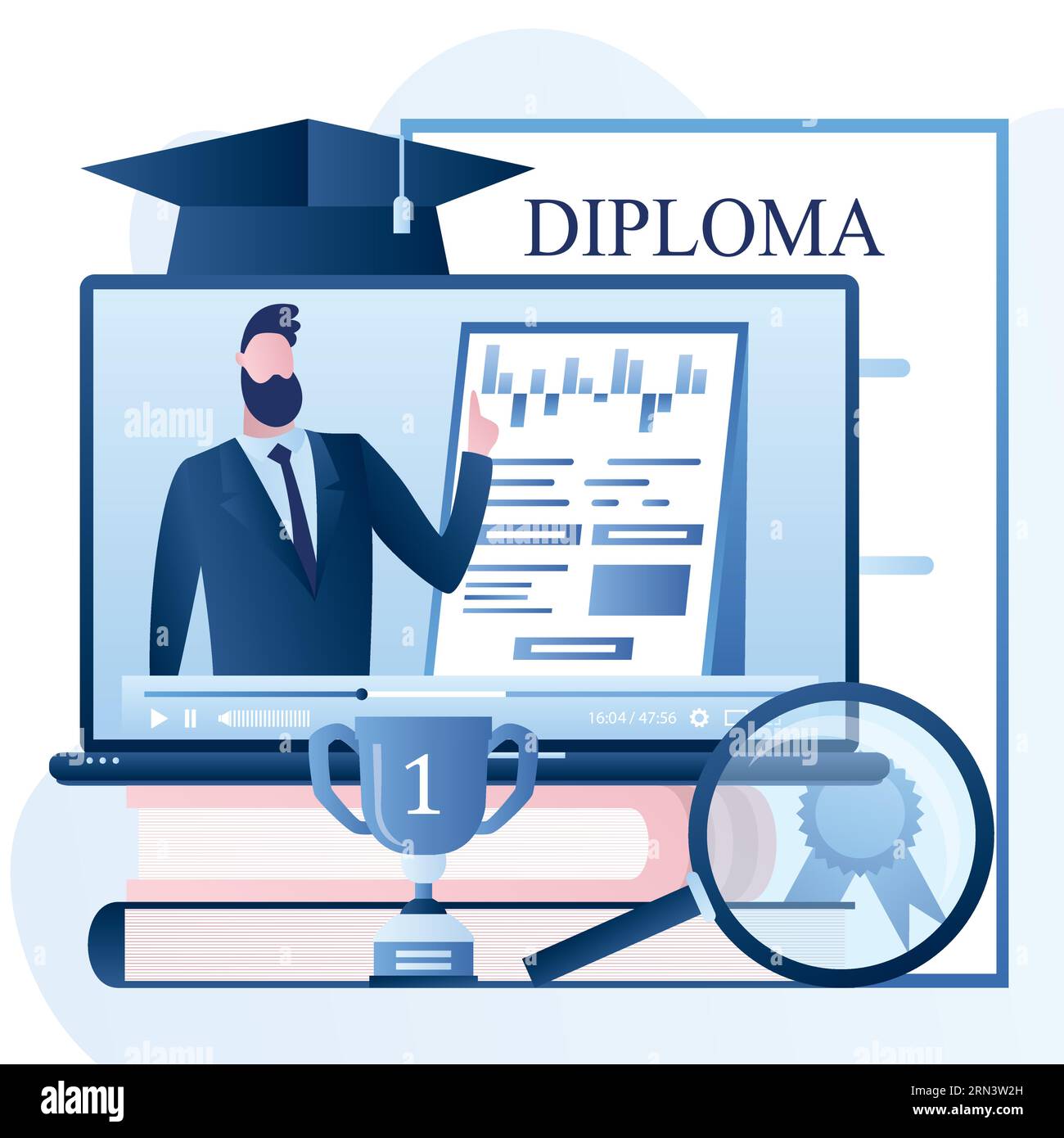 Online education or business training. Distance education concept ...