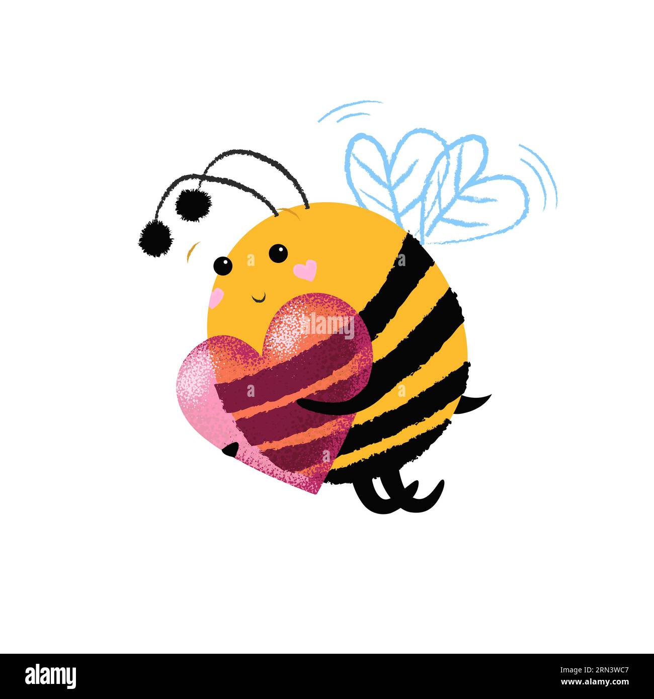 Cute cartoon bee carrying heart Stock Vector Image & Art - Alamy
