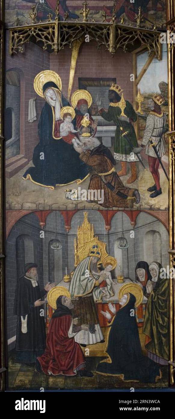 Retablo with Scenes from the Life of the Virgin-The Adoration of the Magi & The Presentation in ...