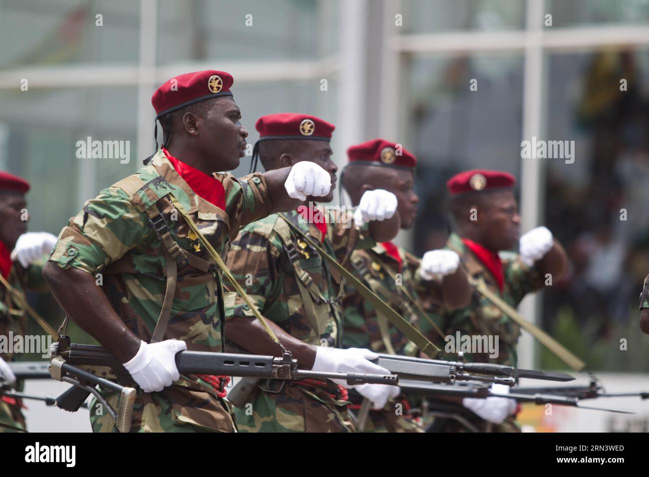 (150427) -- LOME, April 27, 2015 -- Soldiers attend a military parade ...