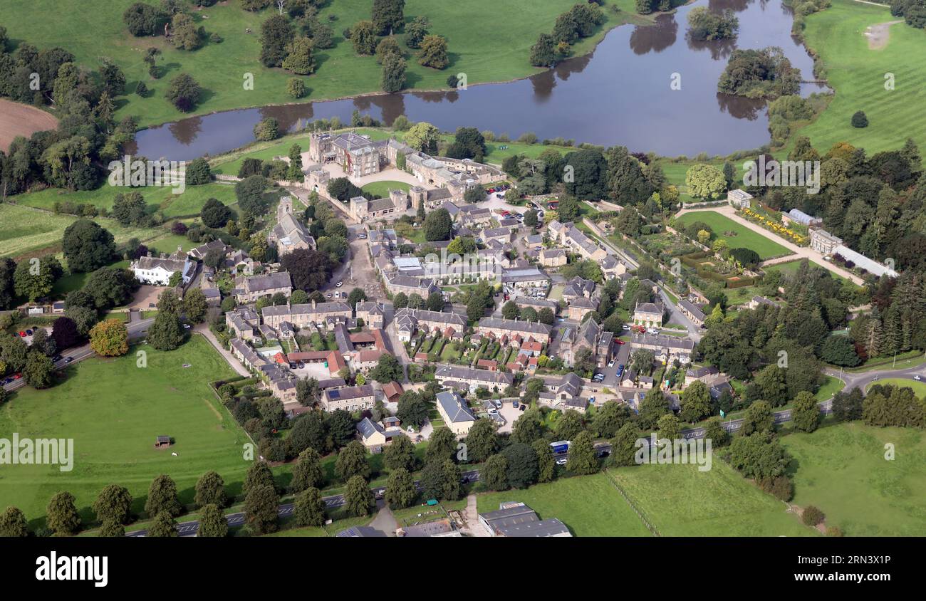 aerial view of Ripley, North Yorkshire Stock Photo - Alamy