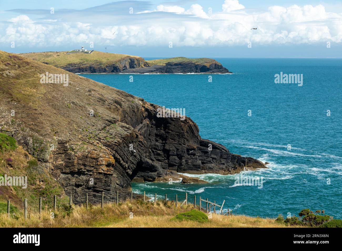 Walking the Wales coast Path near Abersoch with the islands St Tudwal’s ...