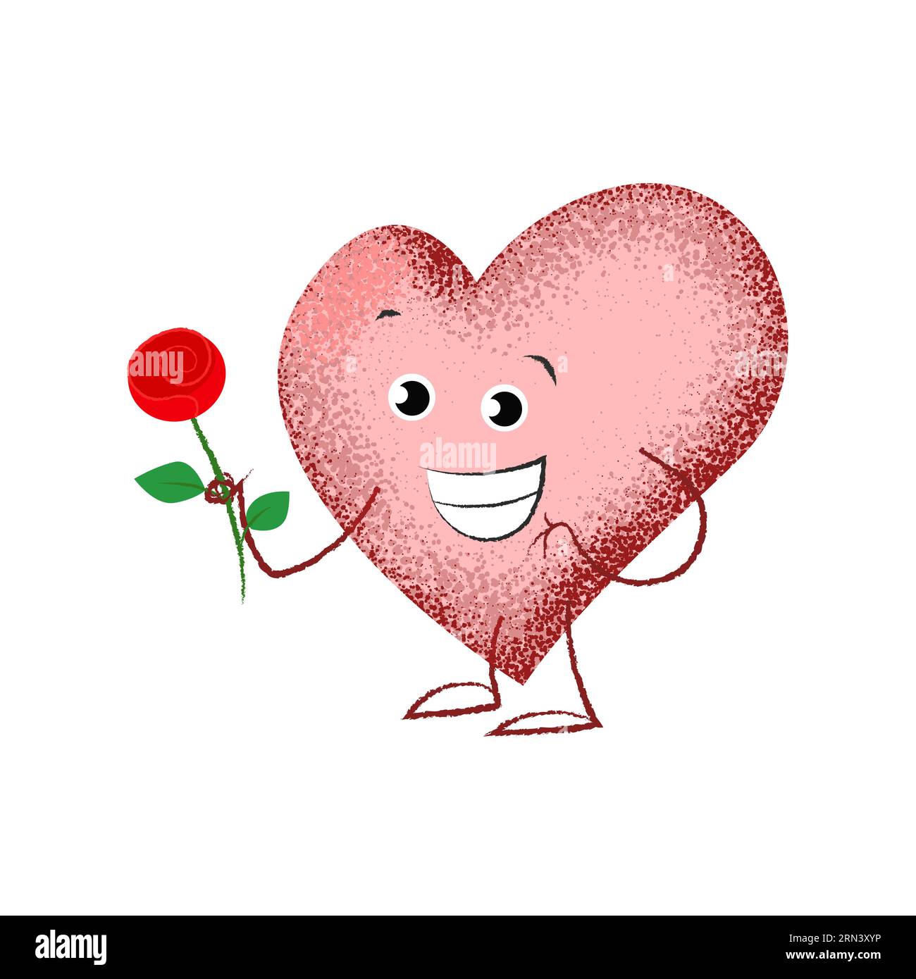 Happy cartoon heart holding rose Stock Vector Image & Art - Alamy