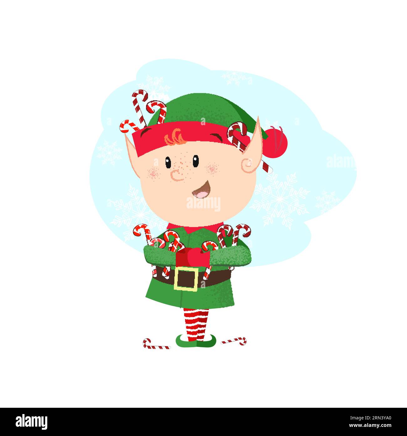 Happy elf with many candy canes Stock Vector Image & Art - Alamy