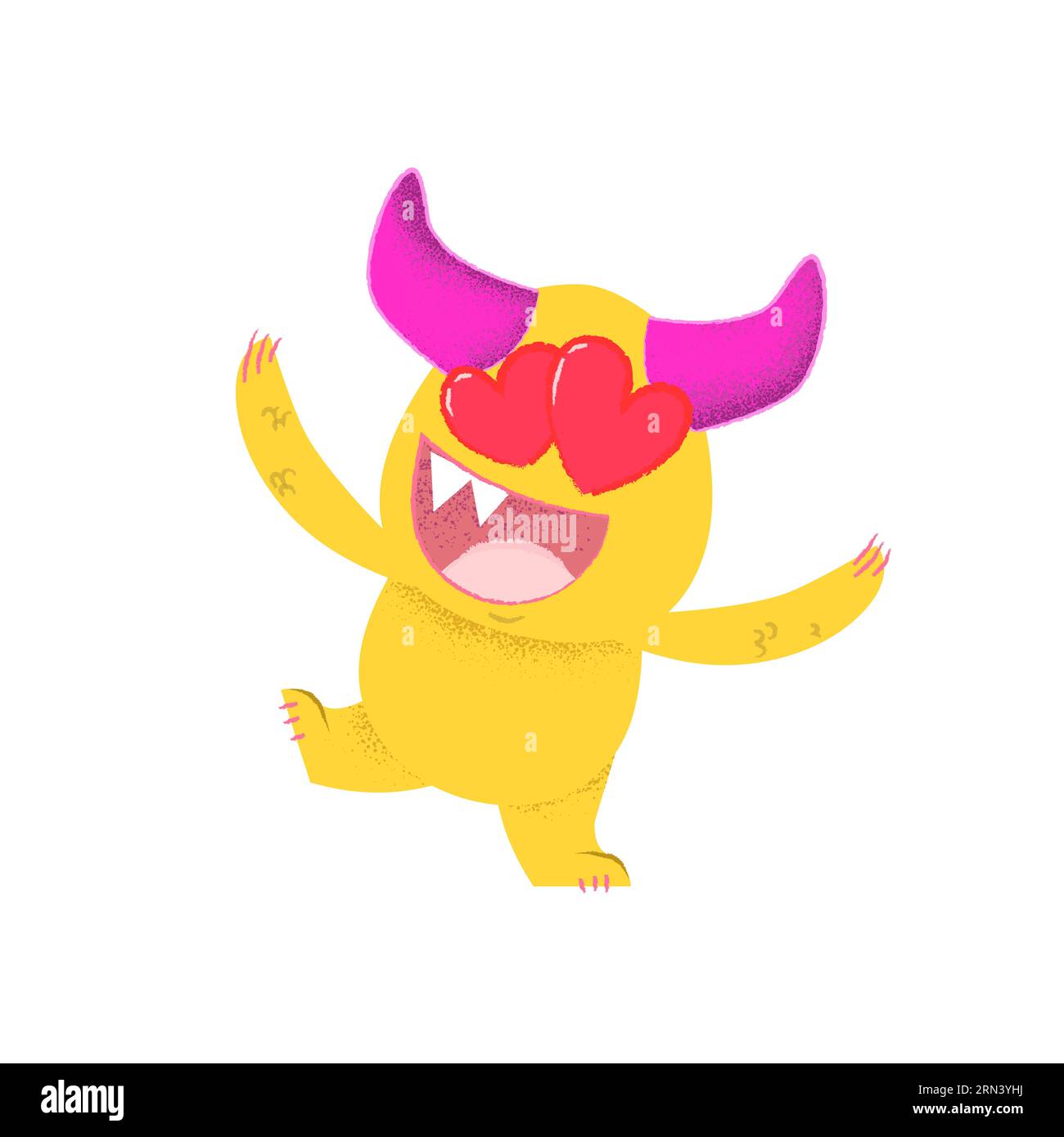 Vector valentines day monster love card with heart hi-res stock ...