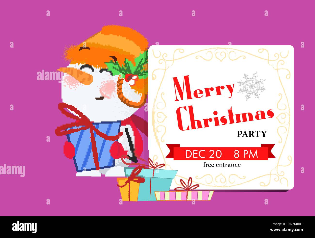 Merry Christmas party creative light pink invitation design Stock ...