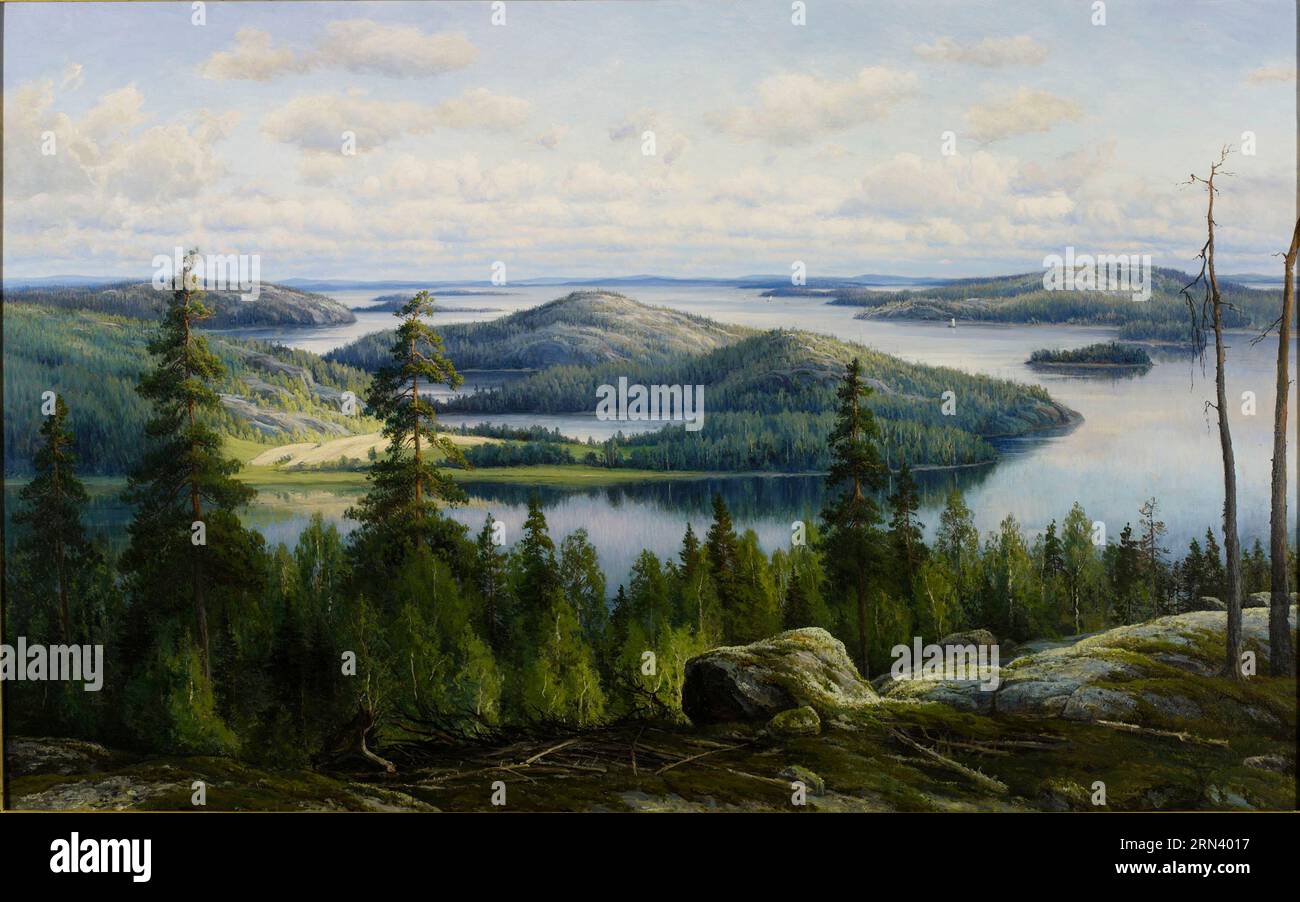 A Summer's Day on Lake Päijänne 1902 by Thorsten Waenerberg Stock Photo ...